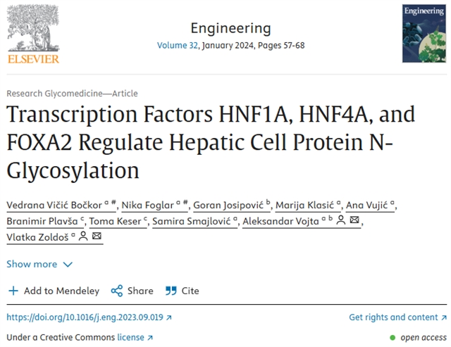 转录因子HNF1A、HNF4A和FOXA2调节肝细胞蛋白N-糖基化 Engineering—论文—科学网
